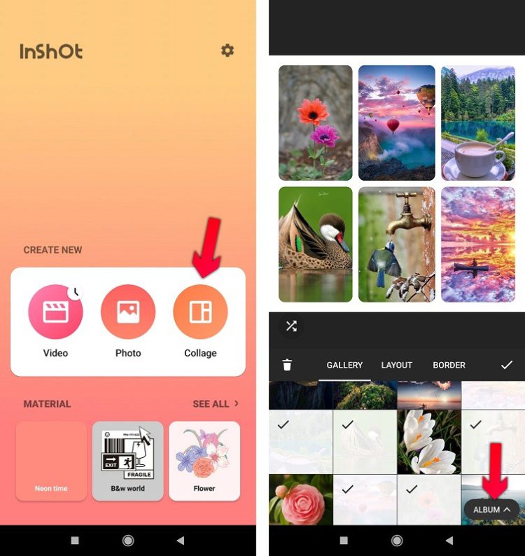 آموزش قرار دادن چند عکس در یک قاب با برنامه اینشات - inshot collage ...